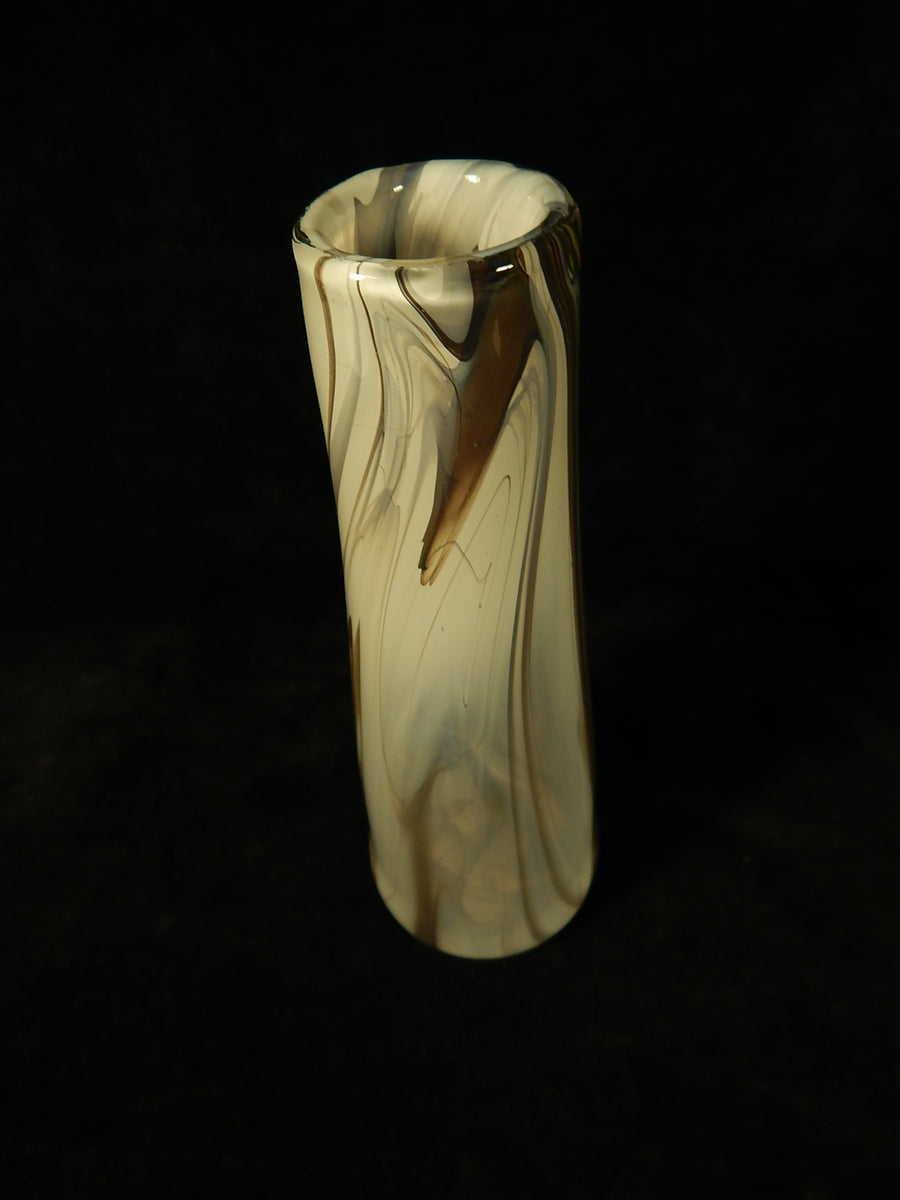 Brown and White Handblown Glass Vase – Second Life Upscale Thrift